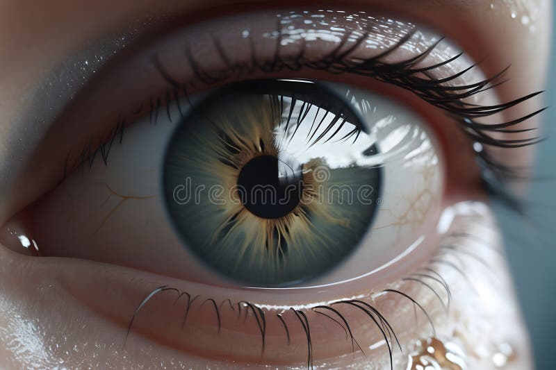 Close-up of a Teary Human Eye Stock Illustration - Illustration of ...