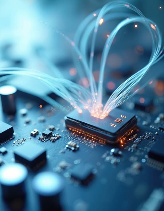 Close-up Tech Photo of Fiber Optic Cables Carrying Data through ...