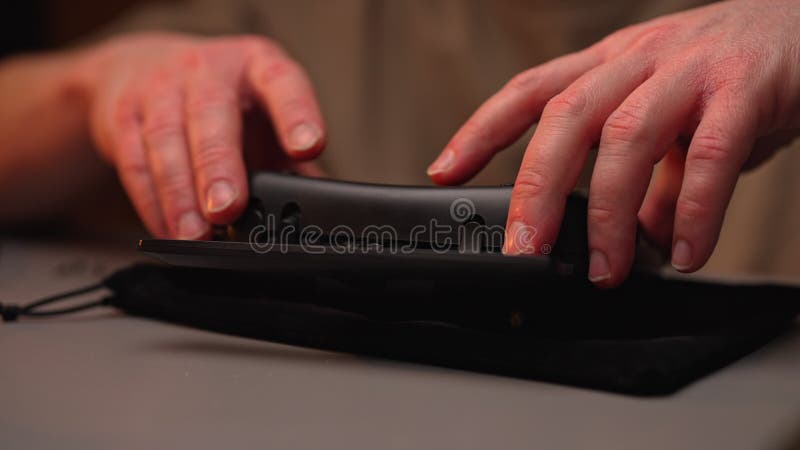 Close-up of Technician Hands Carefully Disassembling Drone Remote ...