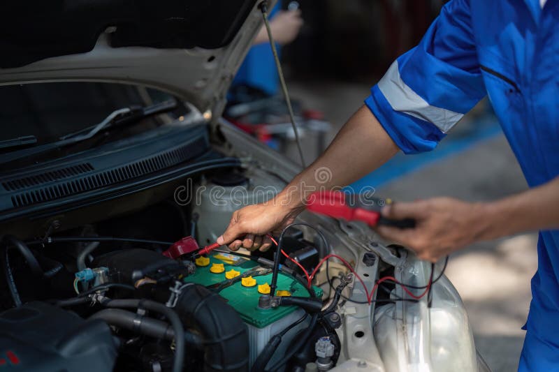 Close Up Technician Uses Multimeter Voltmeter To Check Voltage Level in ...