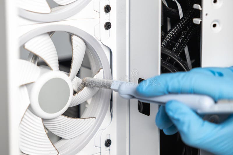 Technician in Blue Glove Using Soft Brush To Remove Dust from Dirty ...