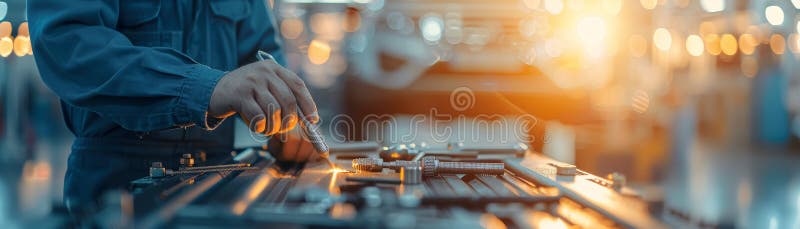 Close-Up of Technician Working with Tools Stock Illustration ...