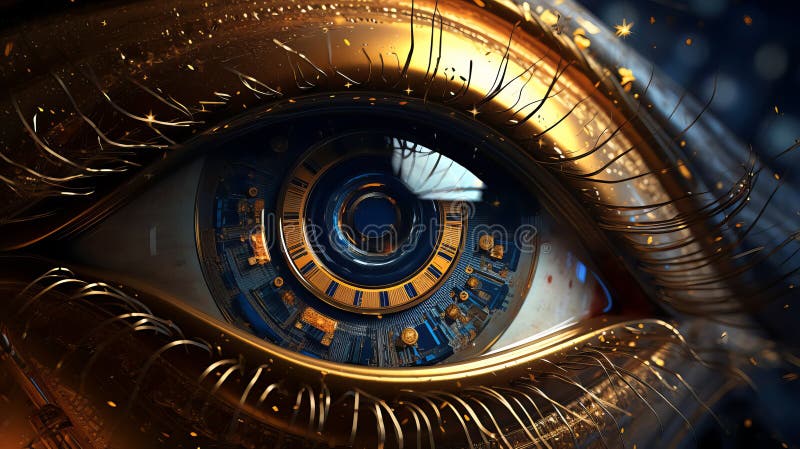 Close Up Techno Eye. Pupil in the Form of a Computer Board Stock ...