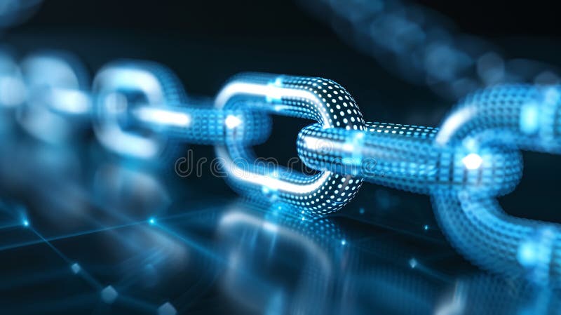 Close-Up of Technological Blockchain Links on Digital Network ...