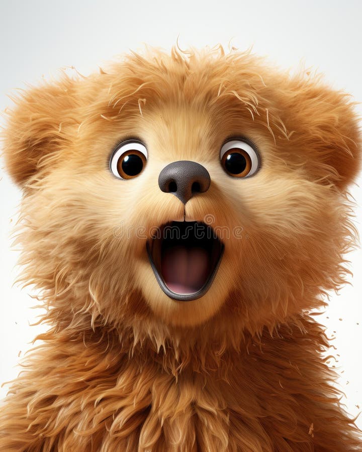 A Close Up of a Teddy Bear with a Surprised Look. Generative Ai Stock ...