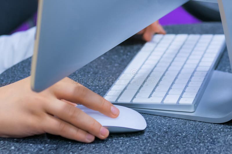 Teenager Hand with White Mouse Stock Image - Image of hold, button ...
