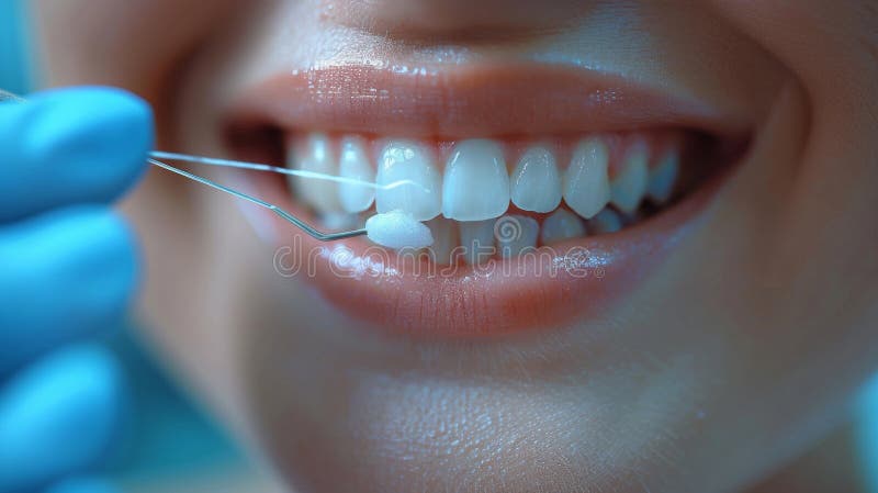 Close Up of Teeth and Dental Floss Stock Image - Image of healthy ...