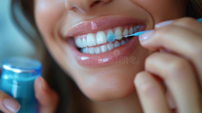 Close Up of Teeth and Dental Floss Stock Image - Image of clean, beauty ...