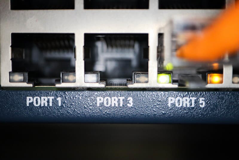 Closeup of a Telecom Switch with Cable Connected Stock Image - Image of ...