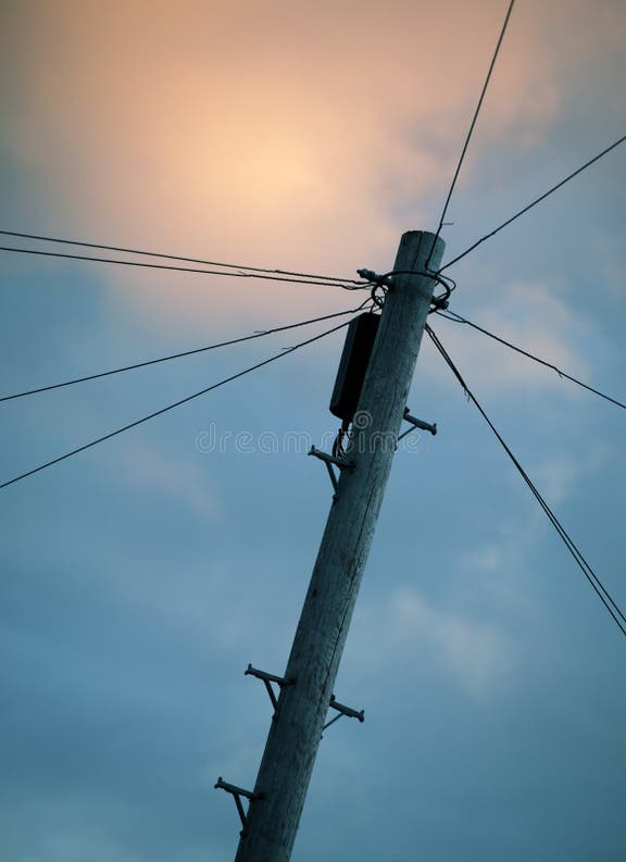 Close up of telegraph pole stock photo. Image of silhouette - 98755094