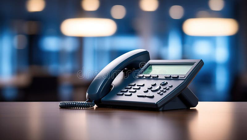 Close Up of a Telephone on a Desk in a Modern Office Stock Illustration ...