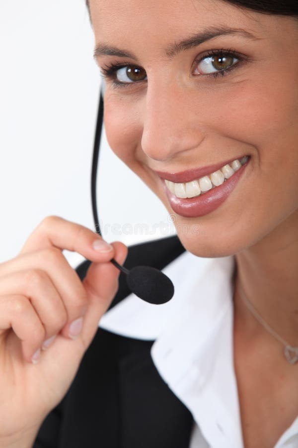 Close up of a telephonist stock photo. Image of teeth - 29064162
