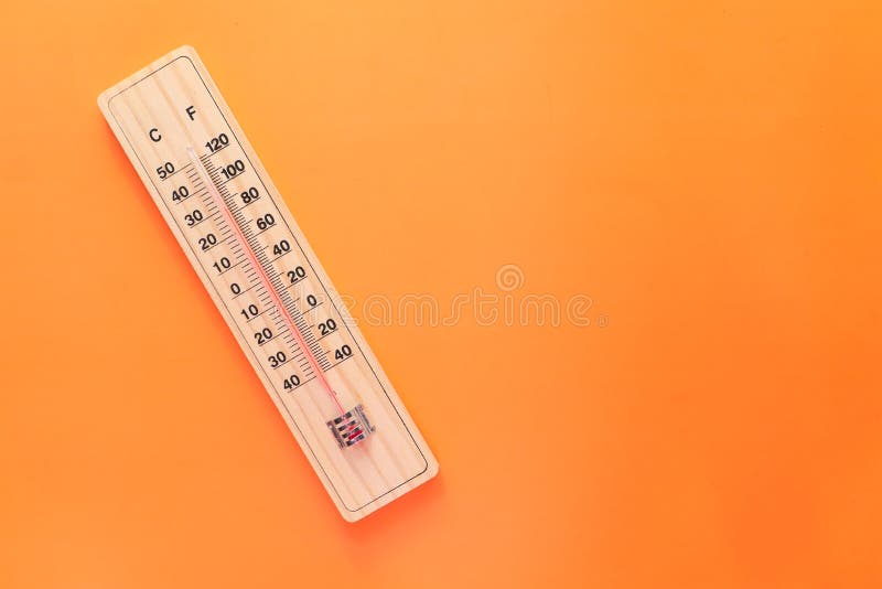 Close Up of Temperature Measurement Tools Orange Background Stock Photo ...