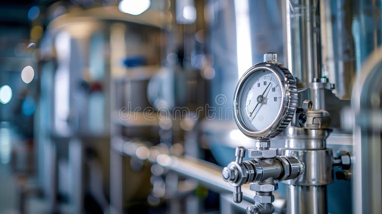 A Close-up of a Temperature Sensor Mounted on a Pipe within a Modern ...