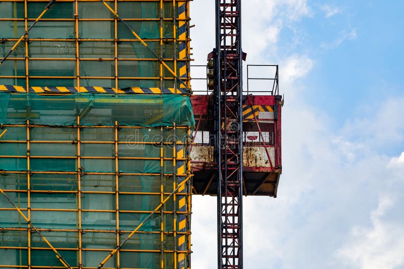 Close-up of Temporary Construction Elevator Used on Building Site ...