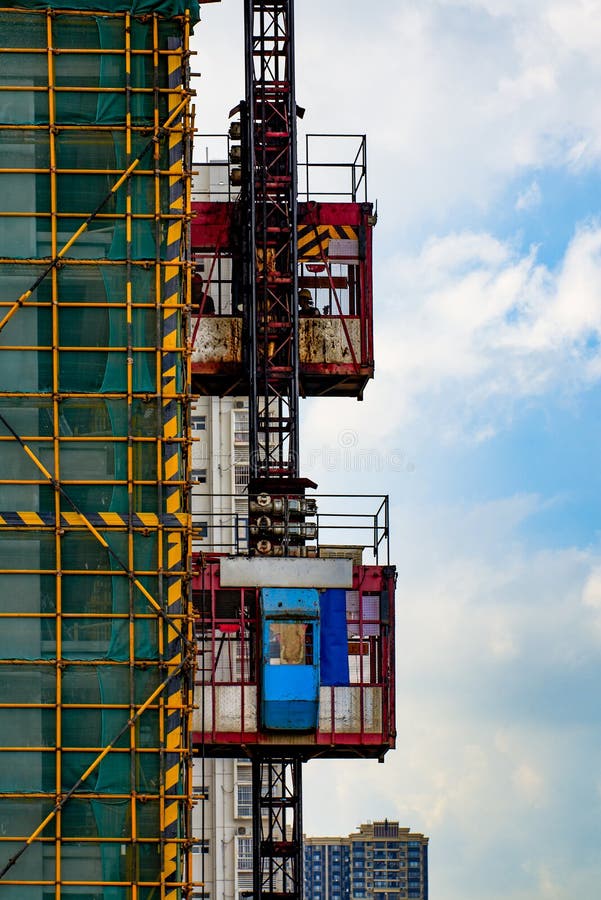 Close-up of Temporary Construction Elevator Used on Building Site ...