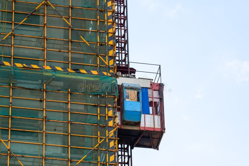 Close-up of Temporary Construction Elevator Used on Building Site ...