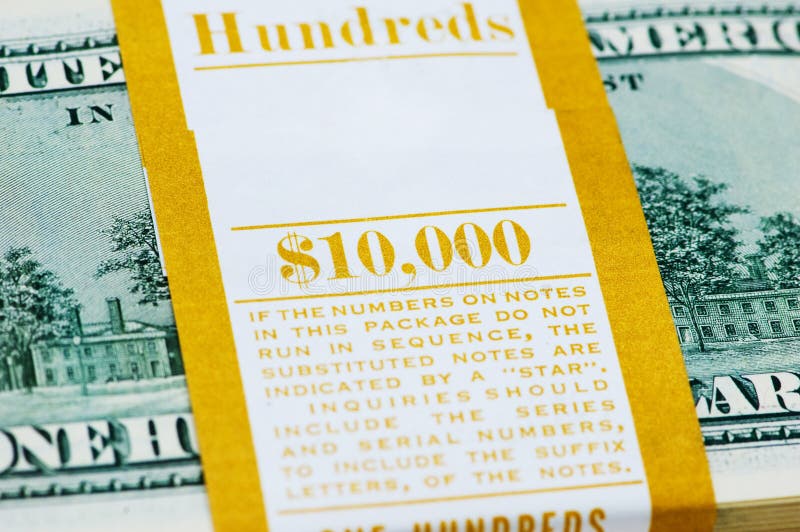 Close Up of Ten Thousand Pack Isolated Stock Image - Image of money ...