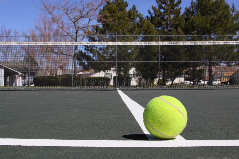 Close Up of Tennis Ball on Court Stock Photo - Image of sphere, green ...