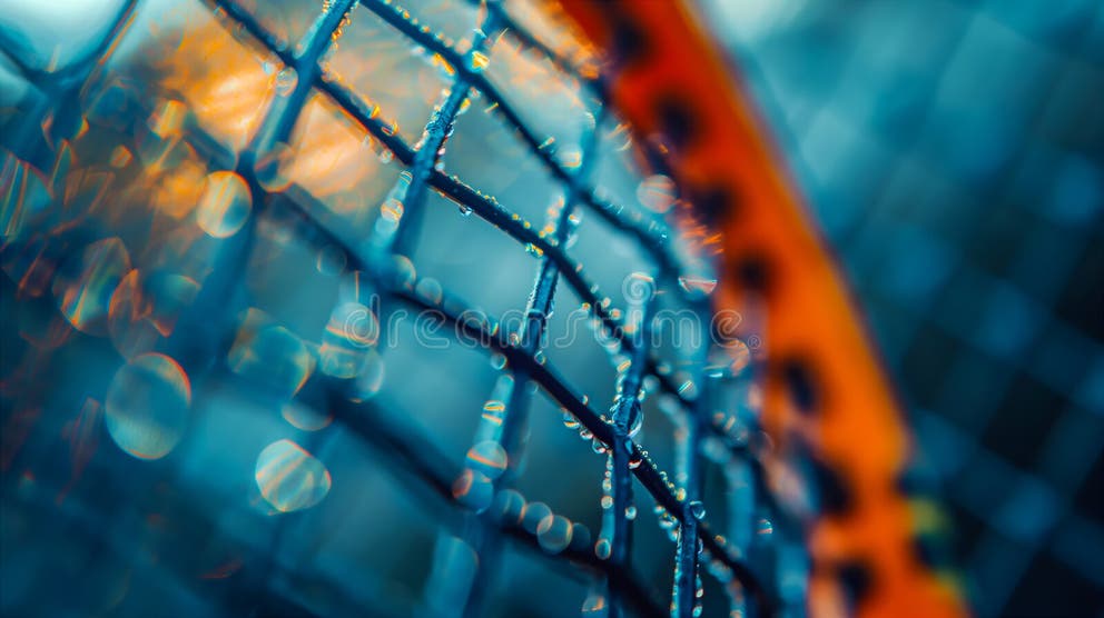 Close Up of a Tennis Racquet String Pattern at Sunset. Generative AI Stock Image - Image of ...