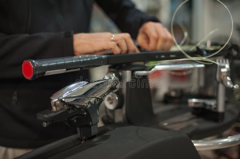 Close Up of Tennis Stringer Hands Doing Racket Stringing Stock Image ...
