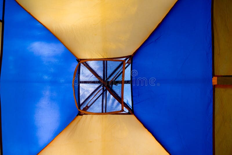 Close Up Tent Fabric Roof Texture Stock Image - Image of indoor, blue ...
