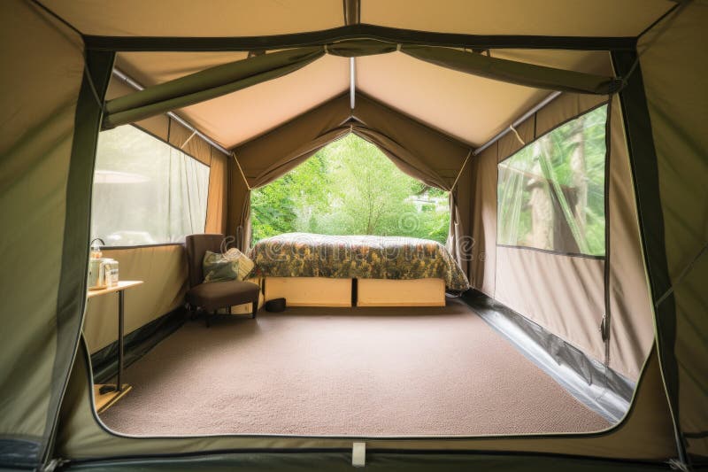 Close-up of a Tent with Its Doors and Windows Open, Allowing Natural ...