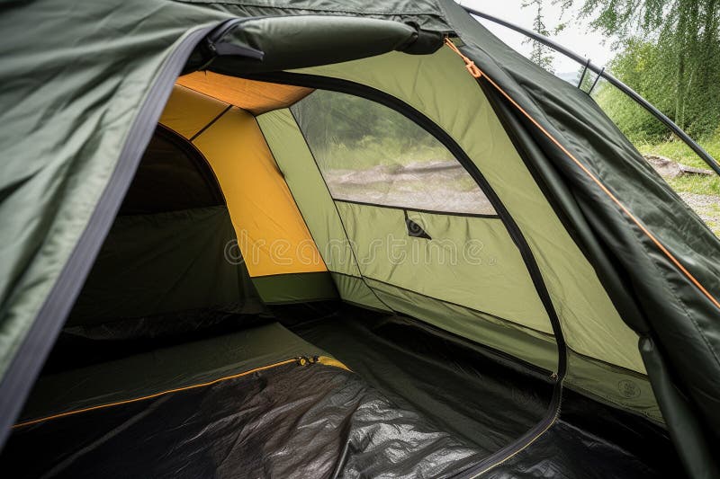 Close-up of Tent, with Its Waterproof Exterior and Rugged Interior ...
