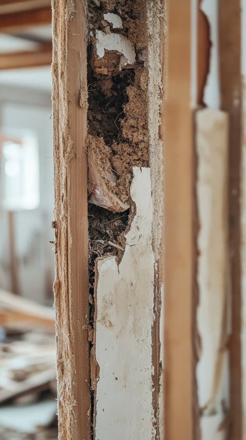 Close-up of Termite Damage on Wooden Structure of a House, Renovation ...