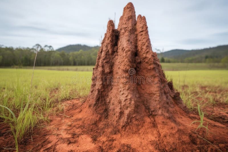 Close-up of a Termite Mound with Grassy Backdrop Stock Illustration ...