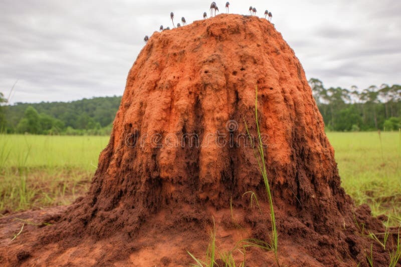 Close-up of a Termite Mound with Grassy Backdrop Stock Illustration ...