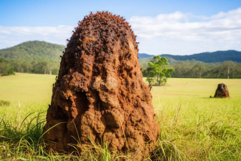 Close-up of a Termite Mound with Grassy Backdrop Stock Illustration ...