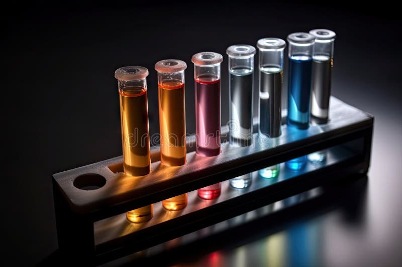 Close-up of Test Tube with Colorful Solution Inside Stock Illustration ...
