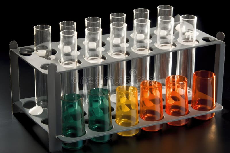 Close-up of Test Tube Rack, Filled with Beakers and Flasks Stock ...