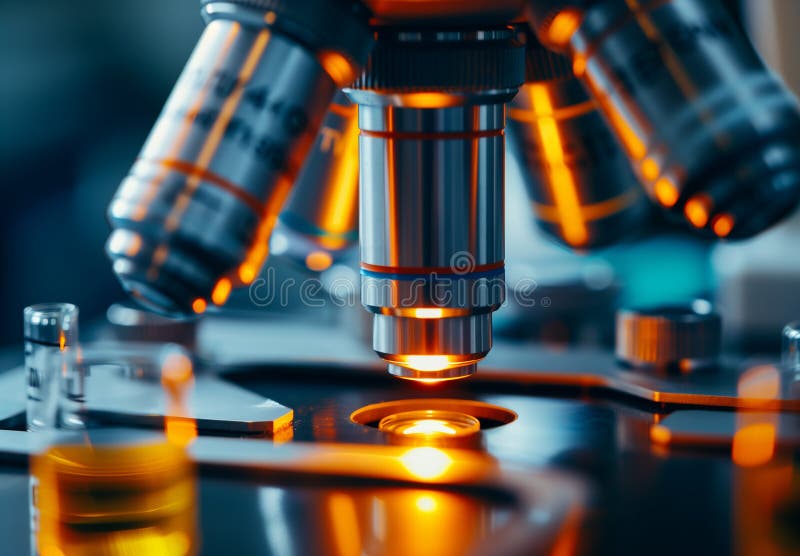 Close-up of Test Tubes Being Filled with Liquid Under a Microscope in a ...