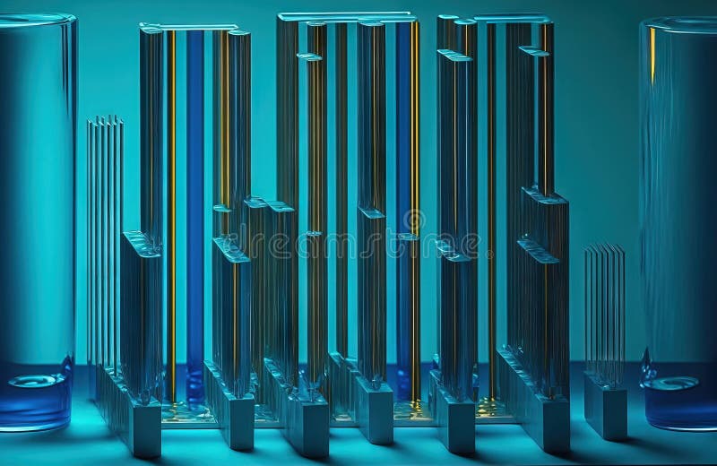 Close Up of Test Tubes on a Blue Backdrop Stock Illustration ...