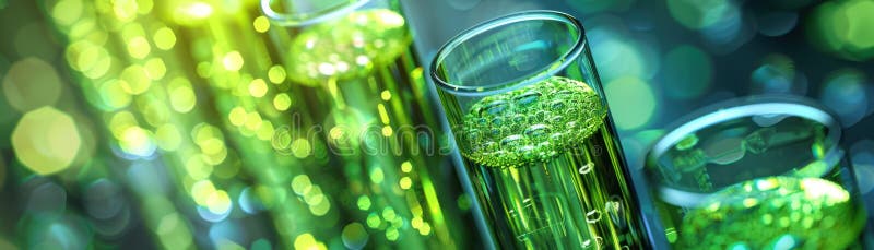 Close-up of Test Tubes with Green Chemical Solution in a Laboratory ...