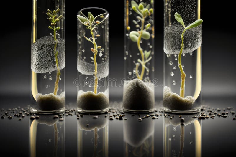 Close-up of Test Tubes with Seeds Sprouting and Growing Stock ...