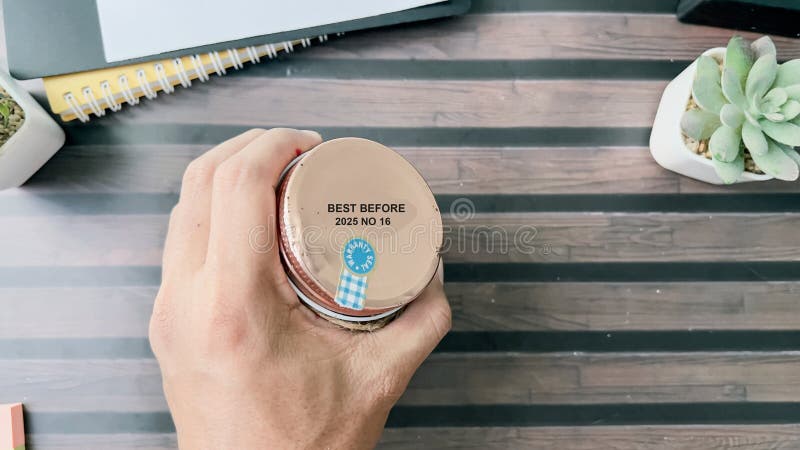 Close Up Text Best before Date on Bottle Cap Food Stock Image - Image ...