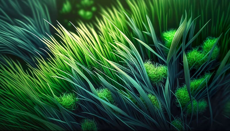 Close Up, Textural Green Grass in the Forest, Generative Al. Stock ...