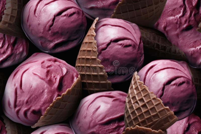 Close Up Texture of Black Cherry Ice Cream Tile. Banner. Generative AI ...