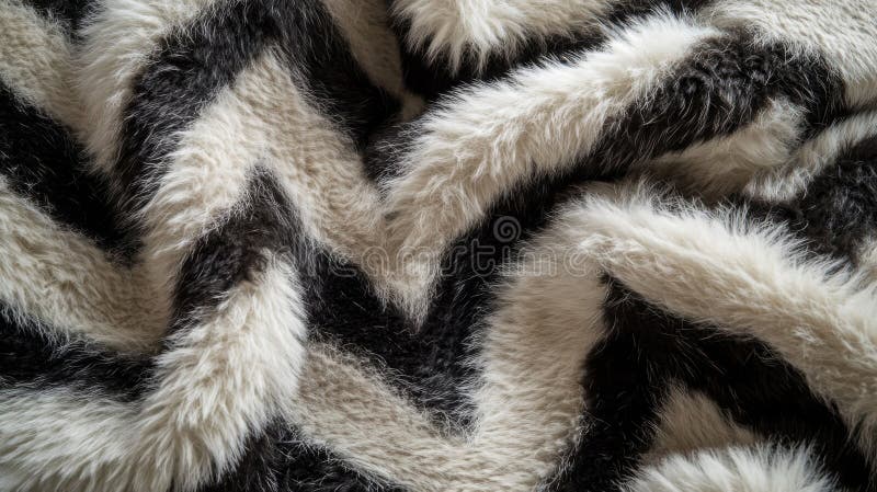 Close-up Texture of Black and White Furry Fabric Stock Illustration ...