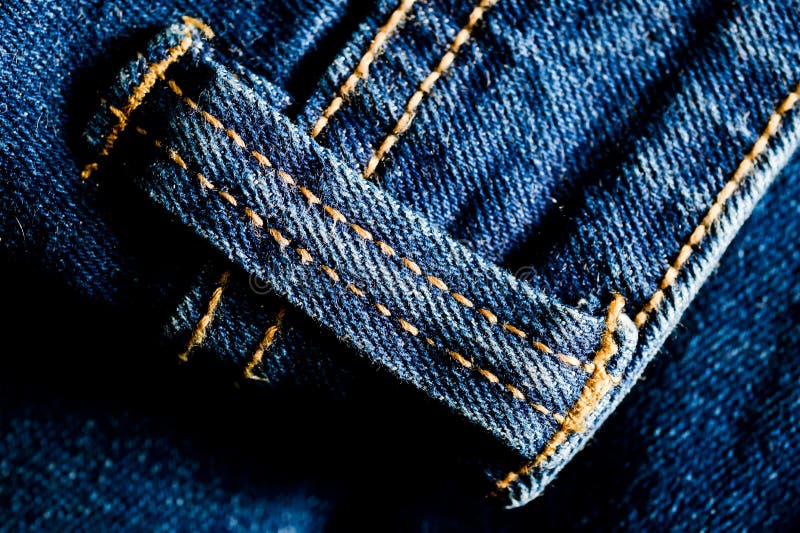 Close-up Texture Of Blue Denim Stitched With Orange Thread Stock Image ...