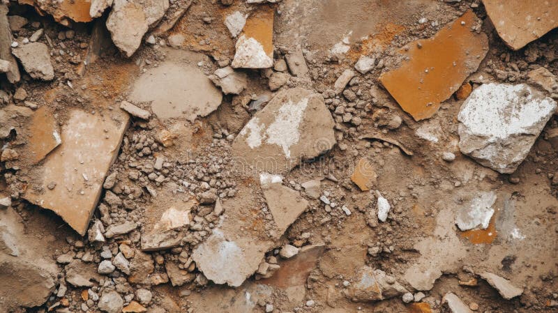 Close Up Texture of Broken Concrete and Rubble Debris, Abstract ...