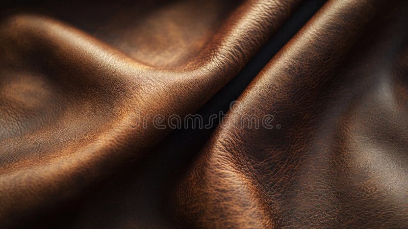 Close-up Texture of Brown Leather with Subtle Wrinkles Stock ...
