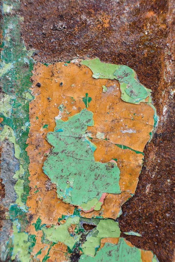 Close Up Texture of Chipped Peeling Green Paint Over Rust, Cover Stock ...
