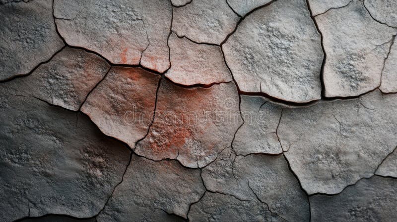 Close-up Texture of Cracked, Weathered Stone with Hints of Red. Perfect ...