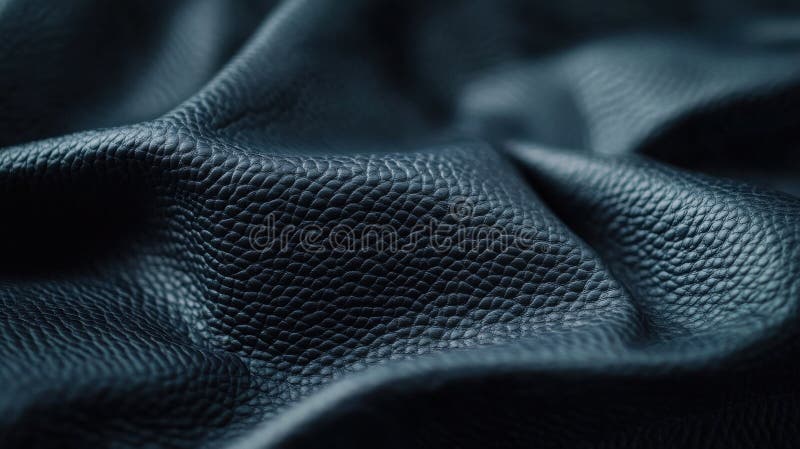 Close-up Texture of Dark Blue Leather Fabric with Detailed Grained ...