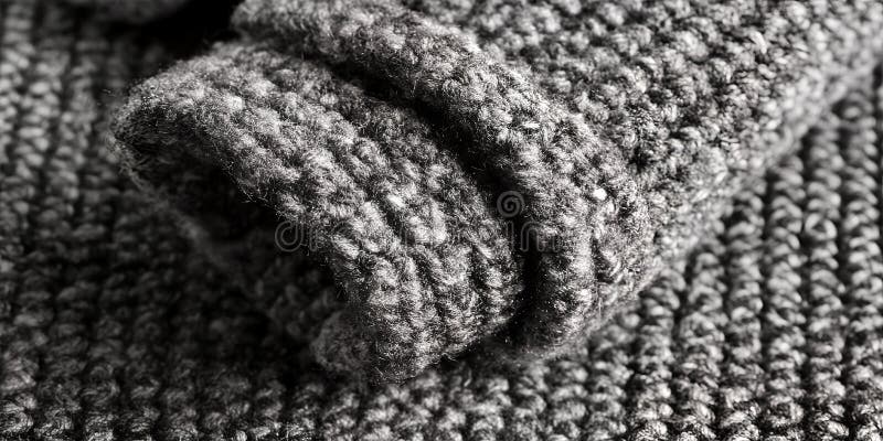 Close Up Texture of Dark Gray Knitted Wool Fabric Detailed Textile ...