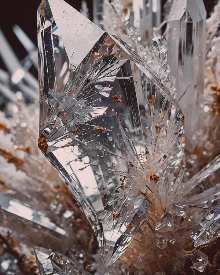 Close-up Texture of a Fractured Clear Crystal Across the Entire Surface ...